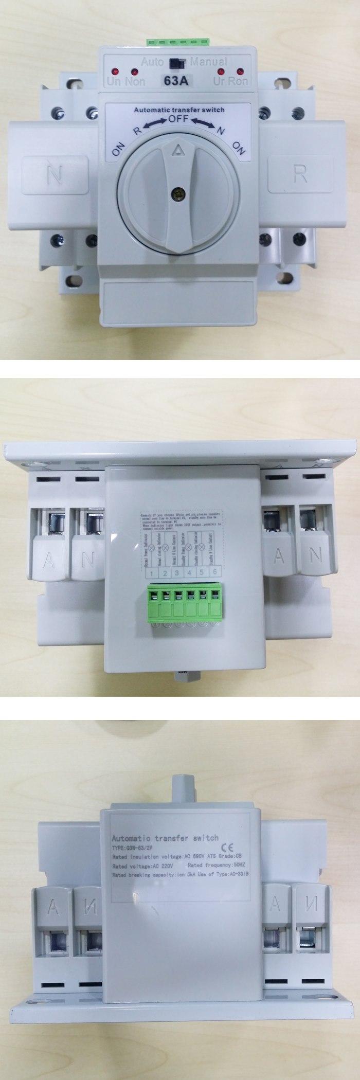 Home Energy Circuit Switches 220V 63A 2 Poles ATS Solar Energy Equipment